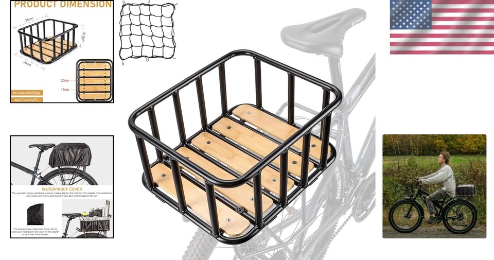 Multi-Purpose Large Bicycle Basket - Rack Mount with Easy Installation ...