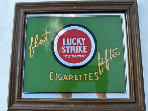 Vintage Lucky Strike Cigarettes Mirror Sign Bar Pub Beer Darts Poker ...