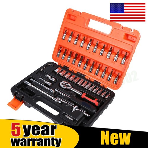 46pcs Metric Socket Spanner Set 1/4" Drive with Extension Bar & Box | eBay
