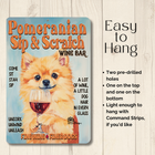 Pomeranian Wine Bar Sign funny Sip & Scratch metal tin home dog wall ...
