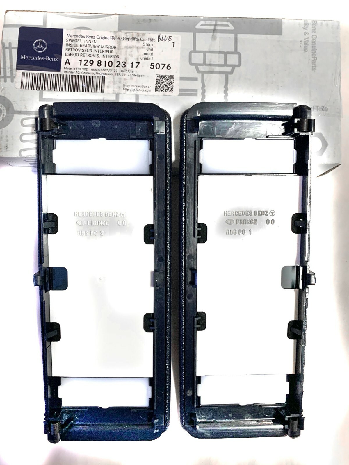 2 OEM Mercedes R129 SL500 SL320 500SL 600SL 300SL BLUE SUN VISOR VANITY ...