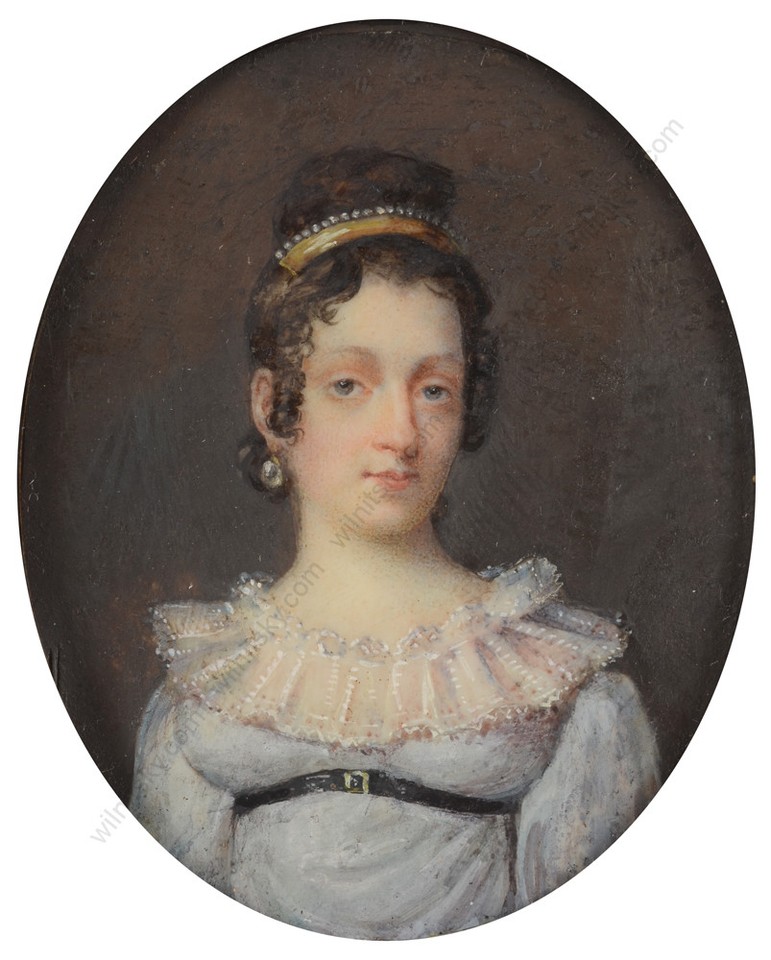 Mlle Antoinette Louise Demarcy -Attrib. "Portrait of a Lady", miniature ...