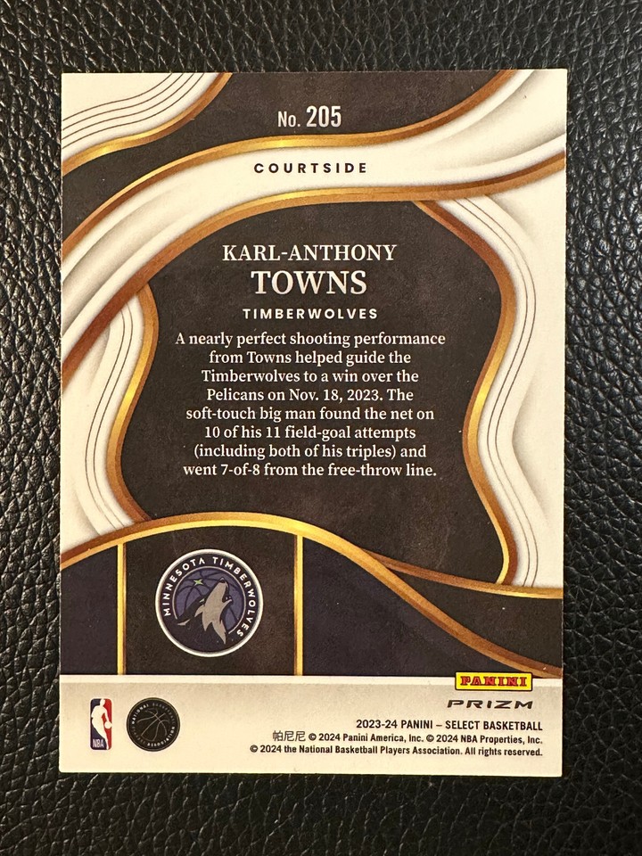 2023 Panini Select Elephant Prizm Courtside #205 Karl-Anthony Towns SP ...