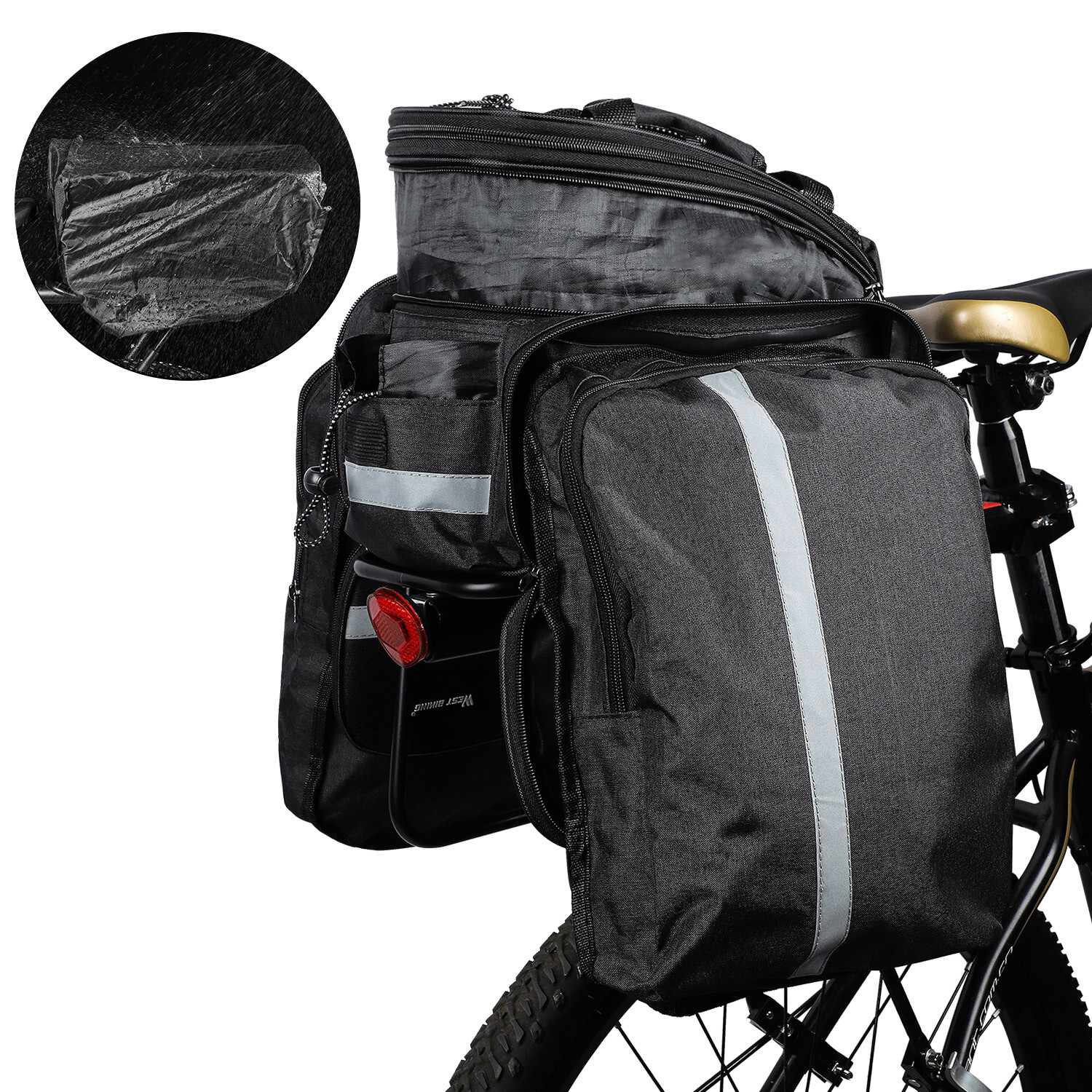 WEST BIKING Waterproof MTB Bike Trunk Rear Rack Pack Carrier Bag ...