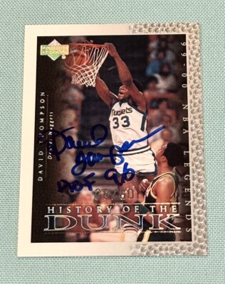 David Thompson 1999 Upper Deck Legends History of Dunk #/50 Signed ...