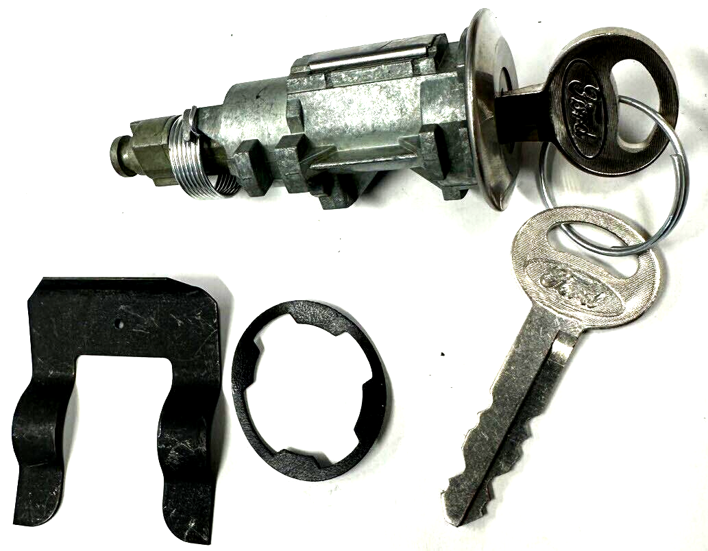 New For Select FORD Chrome Trunk Lock Key Cylinder W/2 Ford Logo Keys ...