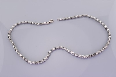 Sterling Silver 4mm Floating Bead & Coiled Twist 925 Chain Necklace 22g ...