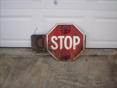 SCHOOL BUS STOP SIGN-DOUBLE SIDED FOLDING SIGN W/ LIGHTS, air operated ...