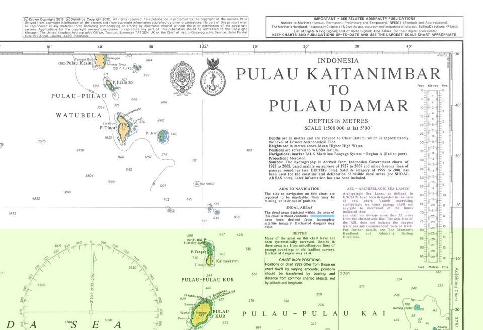 2992 Pulau Kaitanimbar To Damar Indonesia Chart Map Maritime Nautical ...