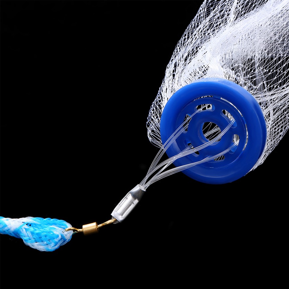 Durable Cast Fishing Net w/Steel Chain Sinker 20/24/27/30FT Easy Throw ...