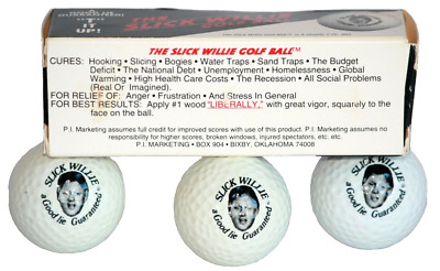 Slick Willie President Bill Clinton Sleeve of 3 Golf Balls Unplayed ...