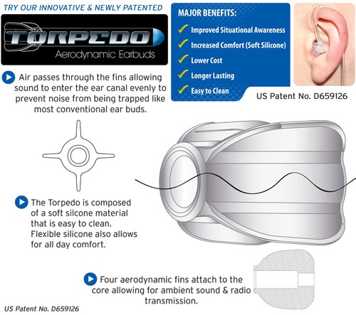 3x Tactical Ear Gadgets™ Situational Awareness Torpedo Earbuds for Police Mic | eBay
