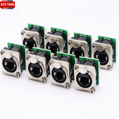 8x CAT5/6 RJ45 Feed-through Ethercon Chassis Panel Mount RJ45 Connector ...