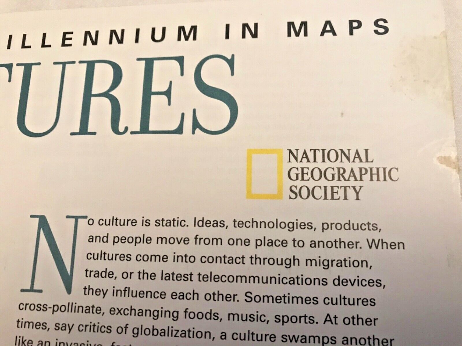 National Geographic August 1999 Map Posters Cultures Millennium in Maps ...