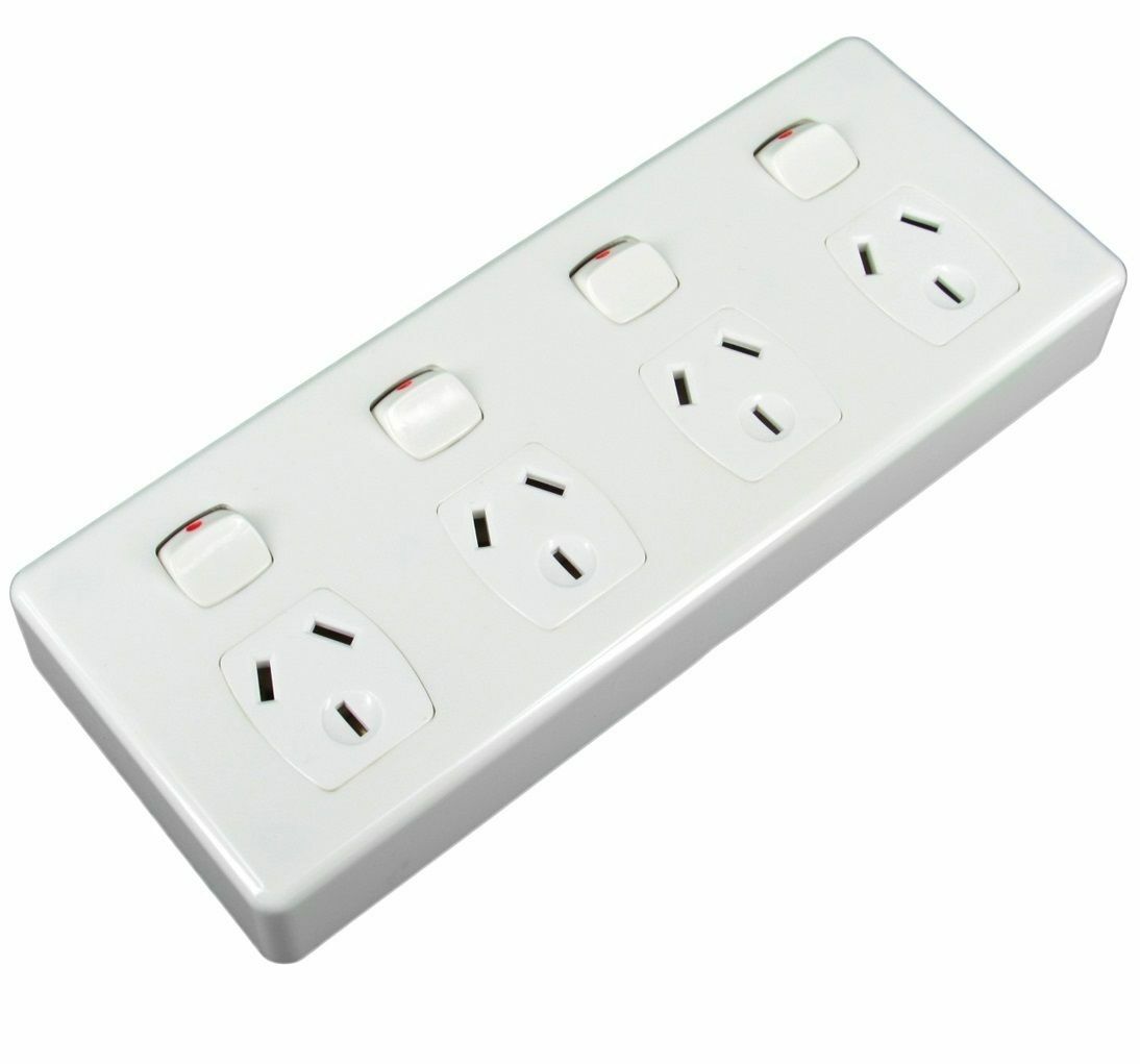 Quad Power Point - 4 Gang Socket Electrical Supplies 10A SAA GPO 10 Amp ...
