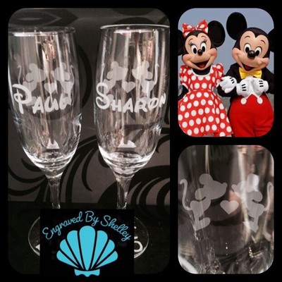 Personalised Disney Minnie Mickey Mouse Pair Of Champagne Flutes ...