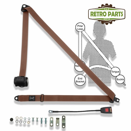 Classic Car Inertia Seat Belt Front 4 Fixing Points 45cm Buckle Beige ...