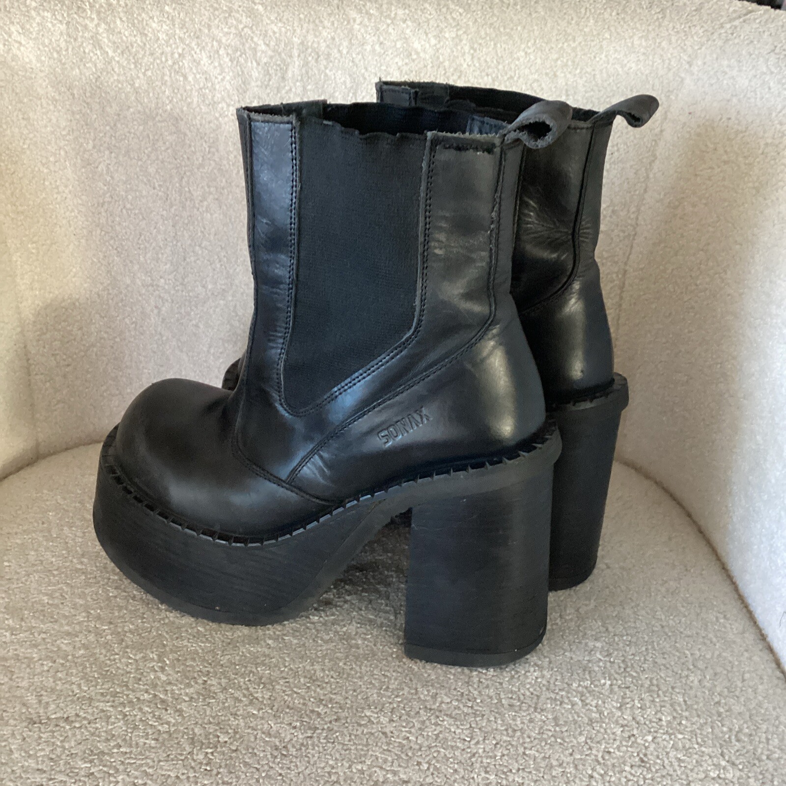 Vintage 90s SONAX platform boots Chunky Leather Y2K S… - Gem