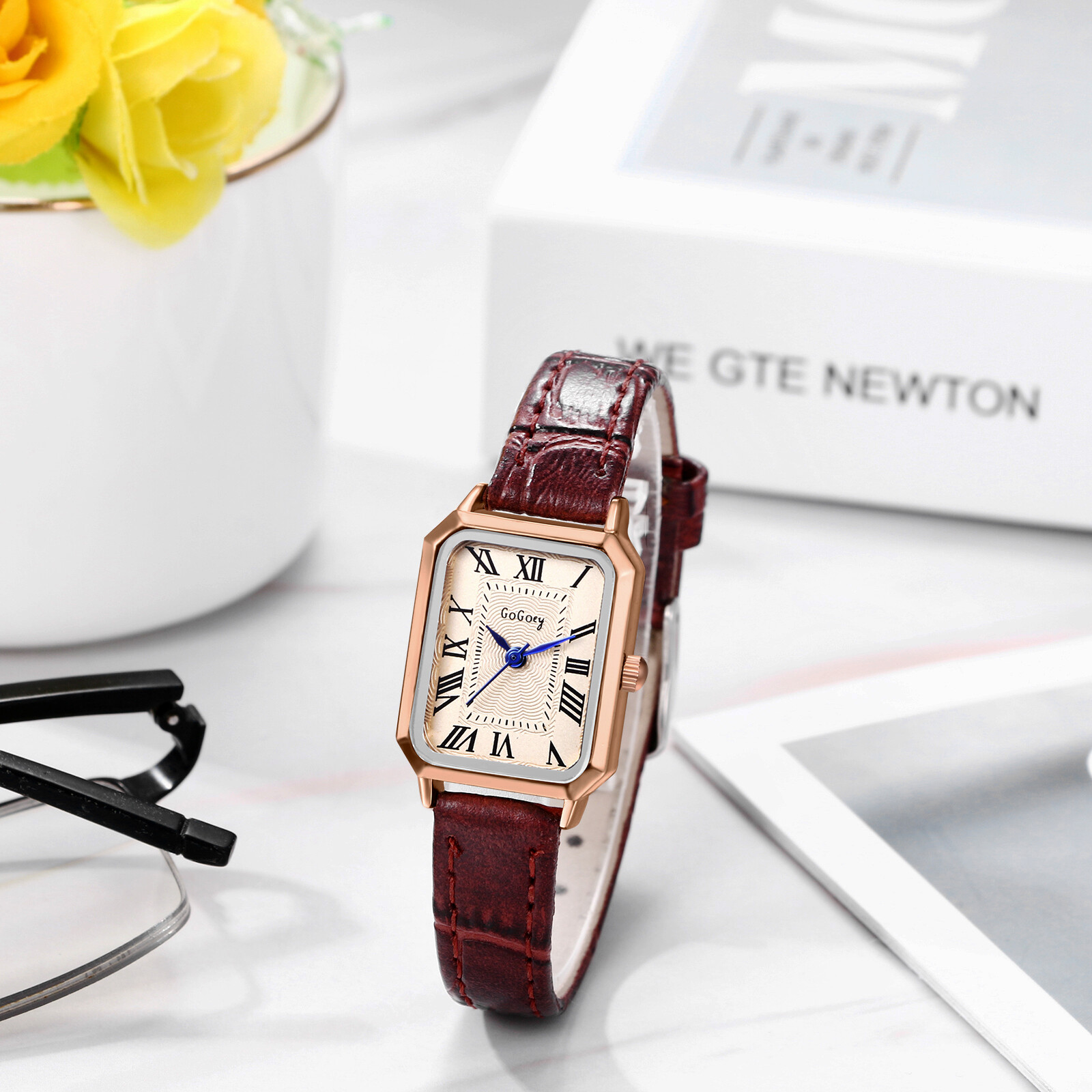 Ladies Womens Square Dial Wristwatches Quartz Square Leather Strap ...