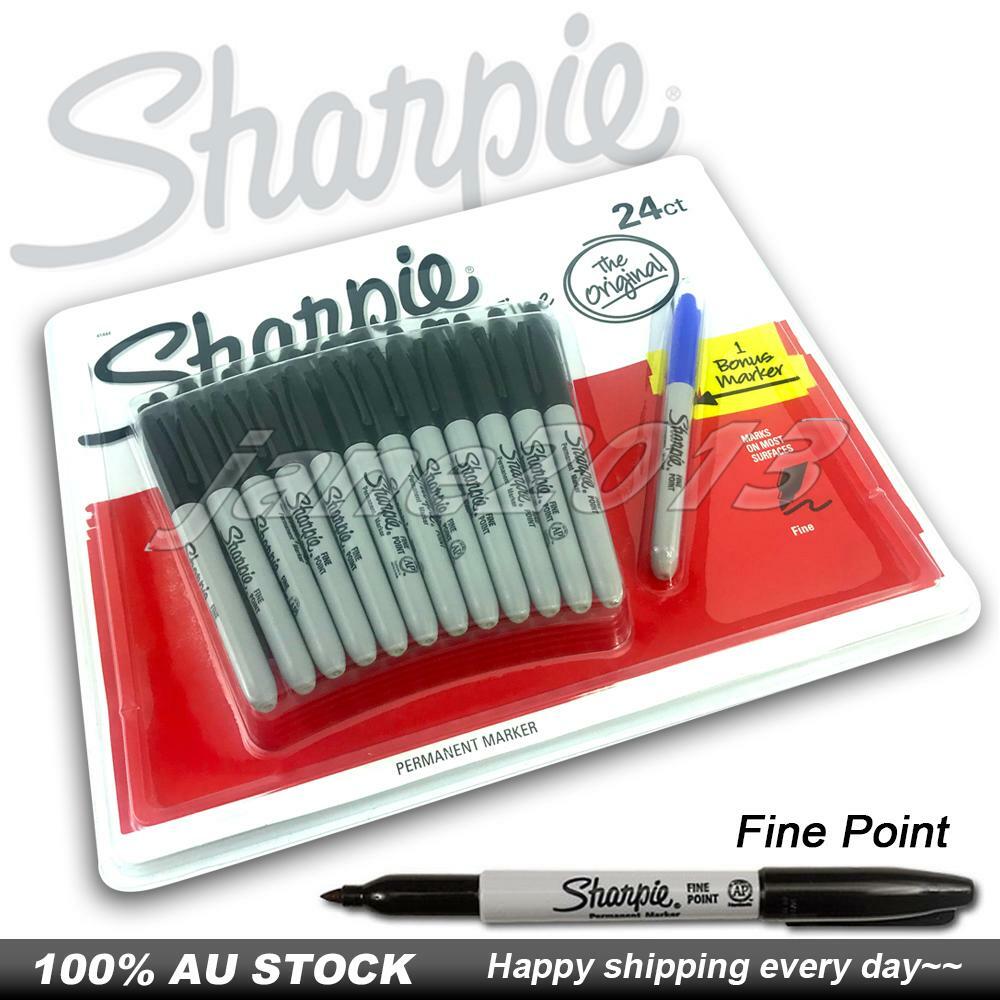 Bulk Texta SHARPIE Fine Point Coloured / Back Permanent Marker Pen 24 ...