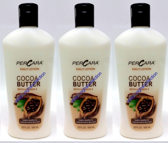 Percara Dry Skin Lotion 2 Bottles 40 FL Oz Cocoa Butter & Aloe Vera for ...