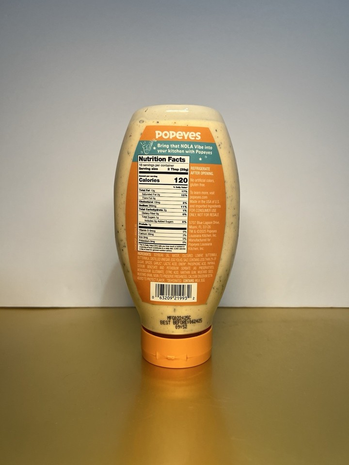 🟡 New Official Popeyes Blackened Ranch Buttermilk Dipping Sauce Bottle ...