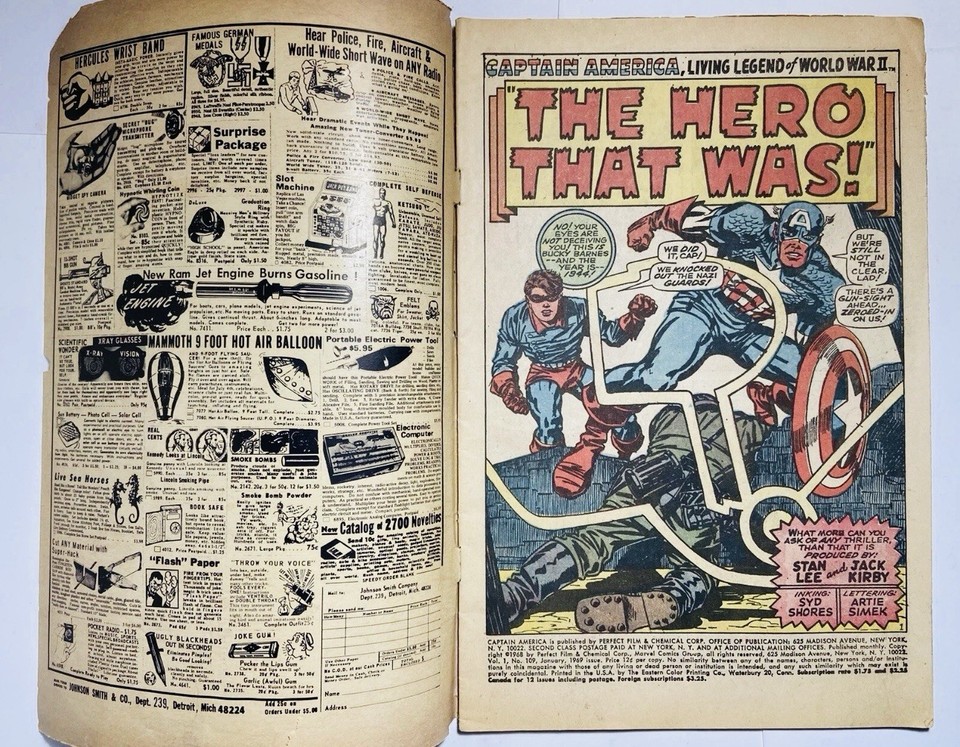 Captain America #109 Origin Captain America Jack Kirby Marvel Comics ...