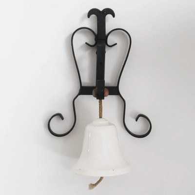 Vintage Wrought Iron and White Ceramic Dinner Bell Captain's Bell | eBay