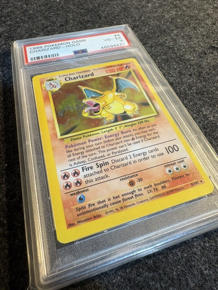 Pokémon TCG Charizard Base Set 4/102 Holo Unlimited Holo Rare PSA 4 ...