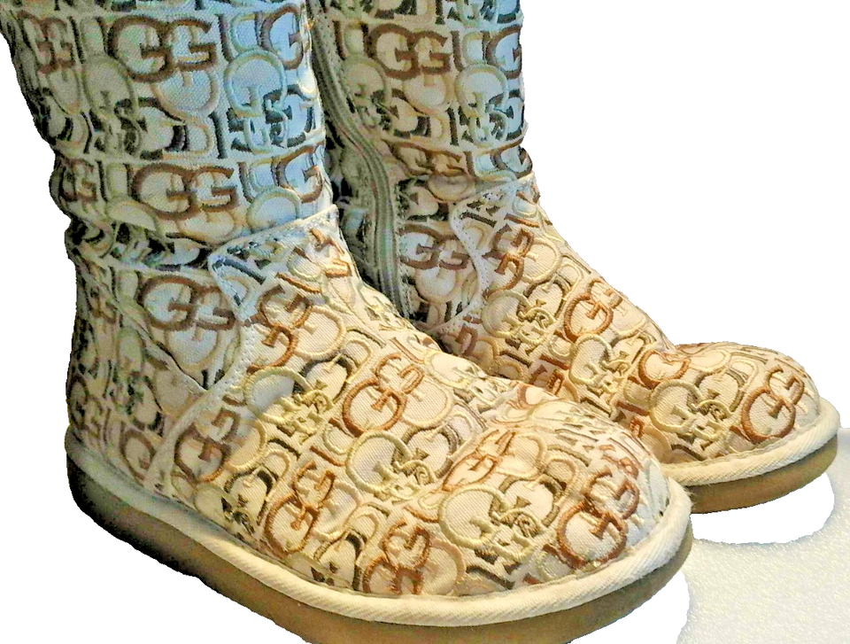 UGG Classic Tall 5510 Monogrammed Logo Embroider Canvas Winter Boots ...