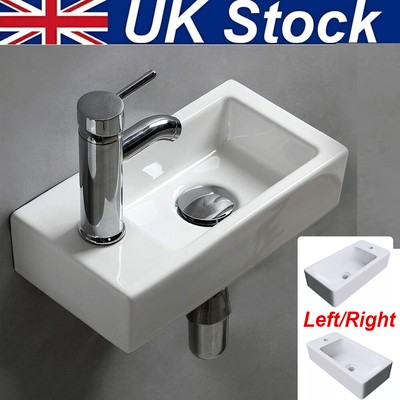Small Bathroom Wall Hung Cloakroom Ceramic Compact Hand Wash Basin Sink ...