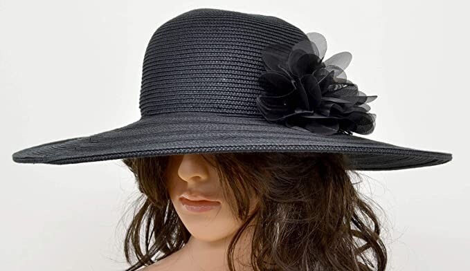 Nine West Packable Adjustable Super Floppy Spring Church Hat Flower ...