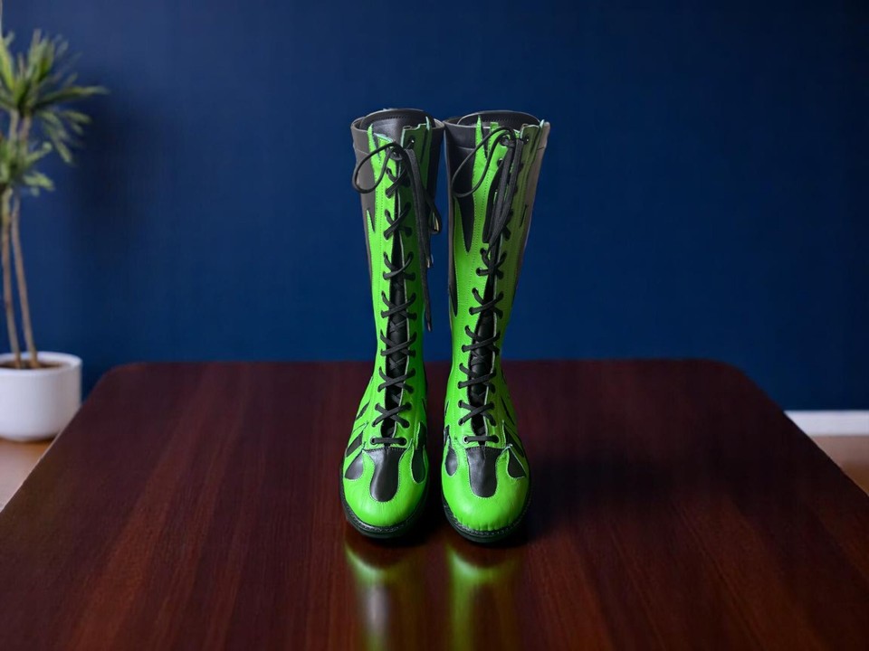 Handmade Wrestling Long Boots, Pro Wrestling Shoes, Leather Wrestling ...