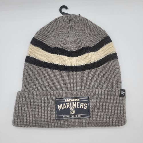 Seattle Mariners Hat Mens Womens Gray Penobscot Cuff Knit Beanie 47 ...