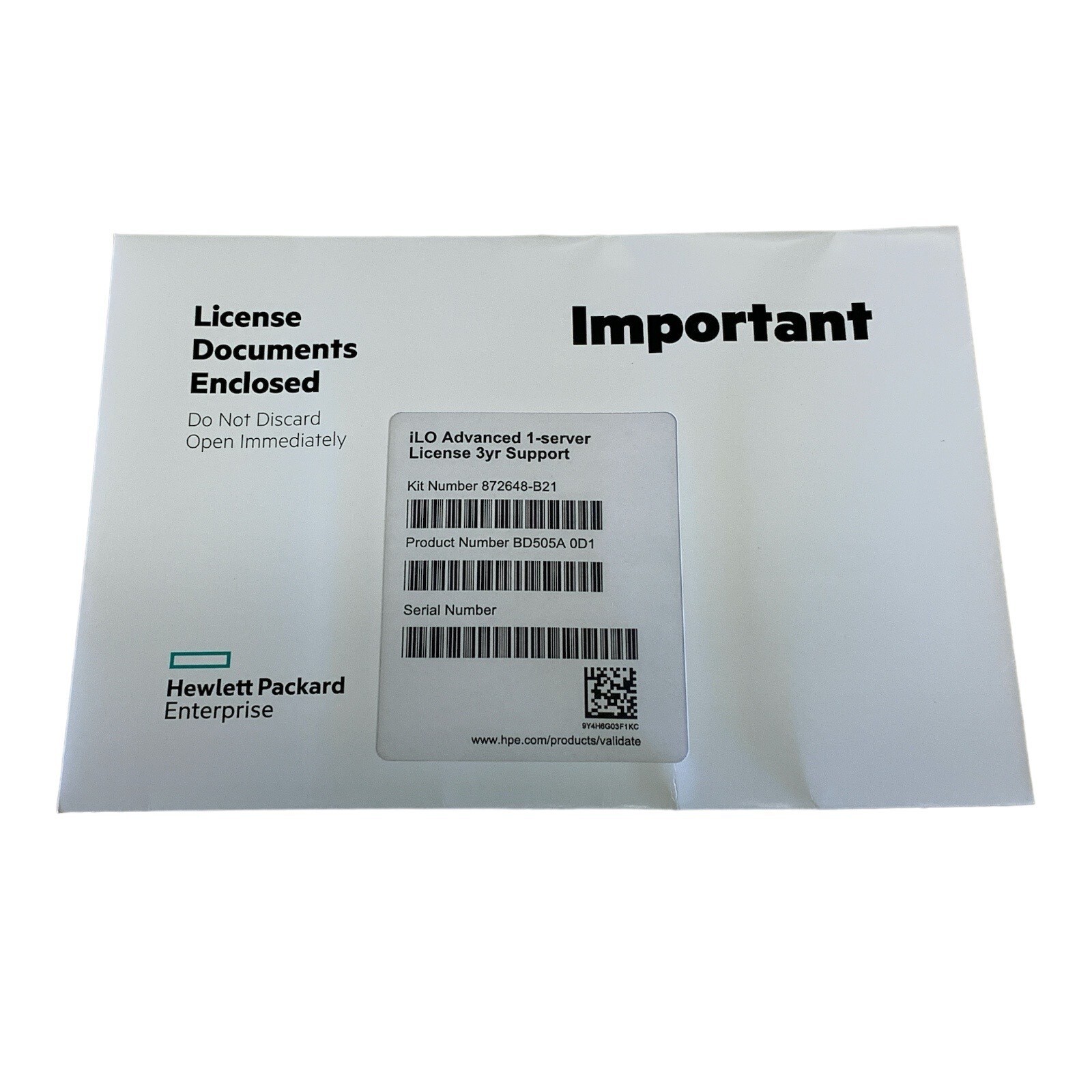 New HPE iLO Advanced 1-Server License 3yr Support BD505A / 872648-B21 ...