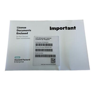 New HPE iLO Advanced 1-Server License 3yr Support BD505A / 872648-B21 ...