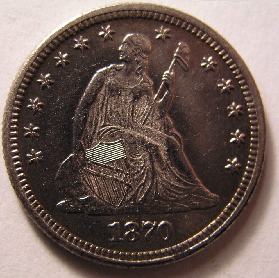 1870 Quarter Dollar Choice Uncirculated Rare in Business Strike Mint ...