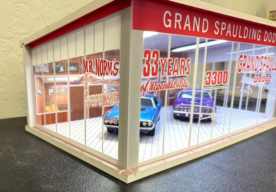 1/24-25th SCALE, MR. NORMS GRAND SPAULDING DODGE SHOWROOM DIORAMA ! | eBay