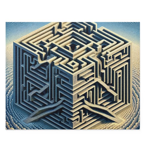 Puzzle (120, 252, 500-Piece) Cube Maze Trippy Optical Illusion Art Game ...