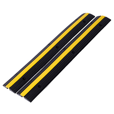 2pcs Heavy Duty Rubber Parking Curb 1 Channel Cable Protector Ramps ...