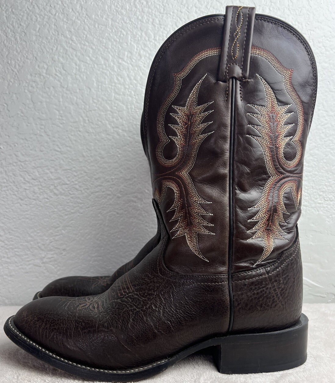 TONY LAMA SHRUNKEN SHOULDER Brown Leather Roper Cowboy Boots #CT2032 ...