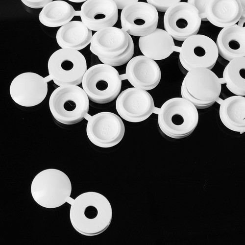 25 X Screw Caps White Plastic Screw Cover Hinged Fold Over Fits Size 6 ...