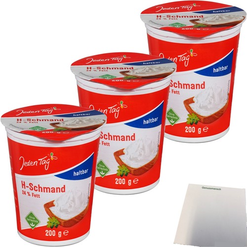 Jeden Tag haltbare Schmand 24% Fett 3er Pack 3x200g Becher usy Block ...