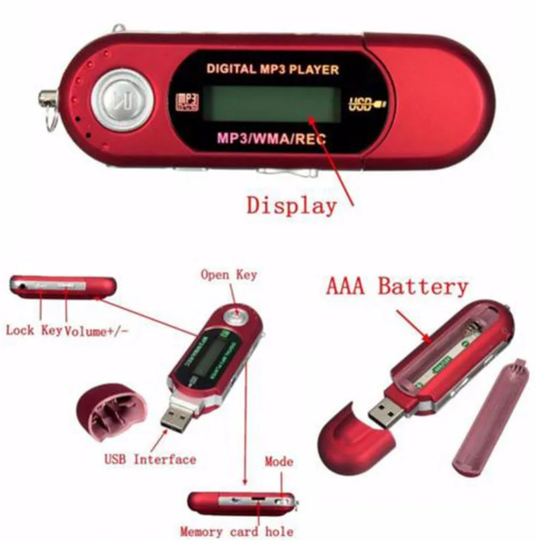USB - Micro SD - LCD Display- AAA Powered MP3 Music Player / FM Radio ...