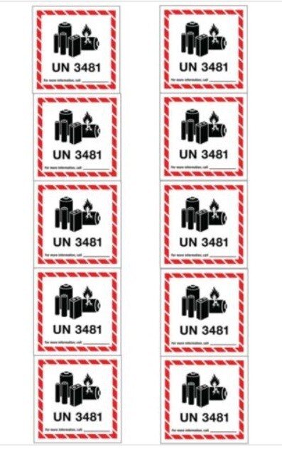UN3481 Lithium Ion Battery Shipping Label Sticker 3 in X 4 in Price is ...