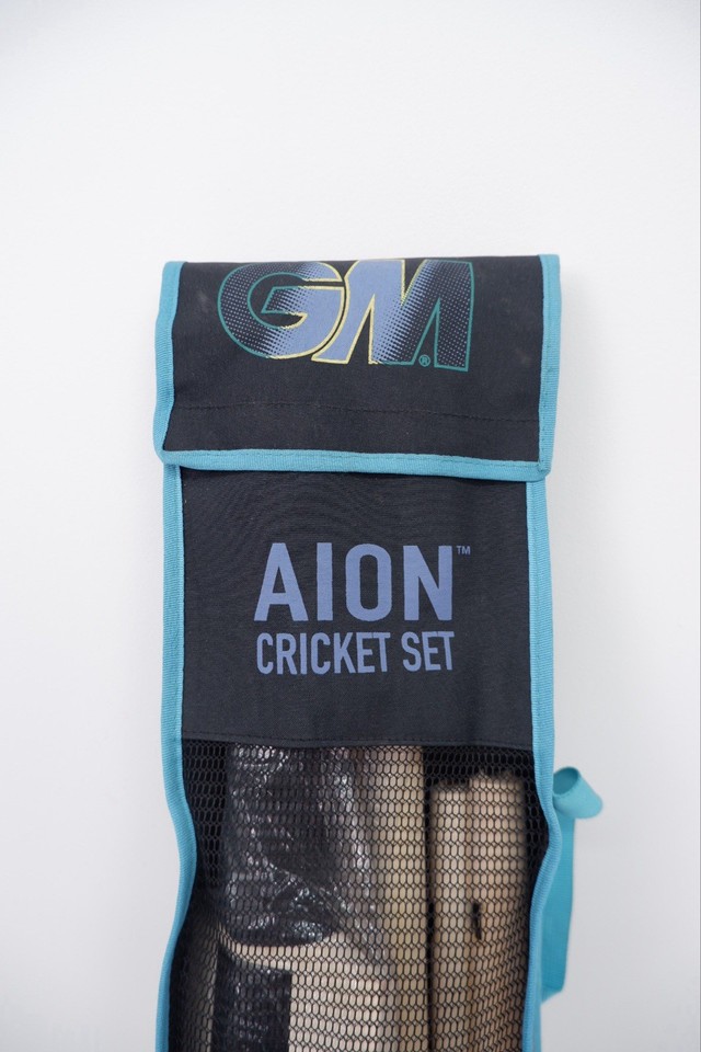 GM Young Gun Cricket Set Wooden Bat Soft Ball Batting Gloves Stumps And ...