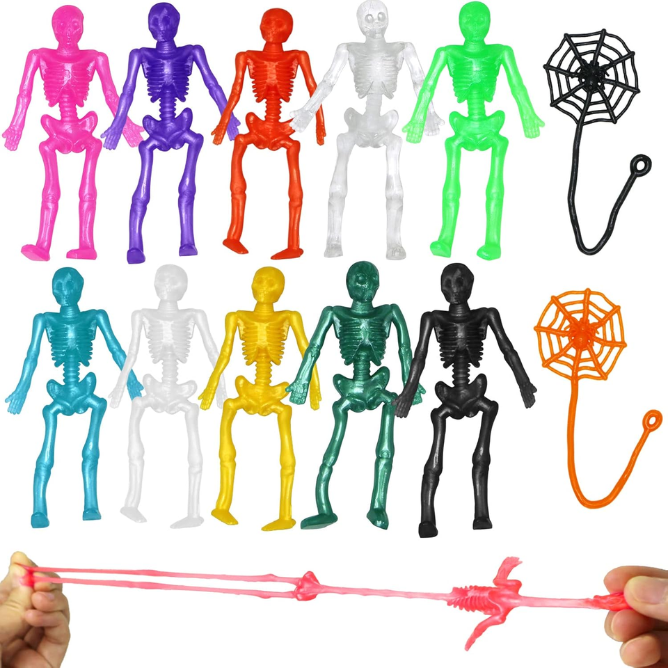 60 Pcs Halloween Stretchy Skeletons Party Favors for Kids with Sticky ...