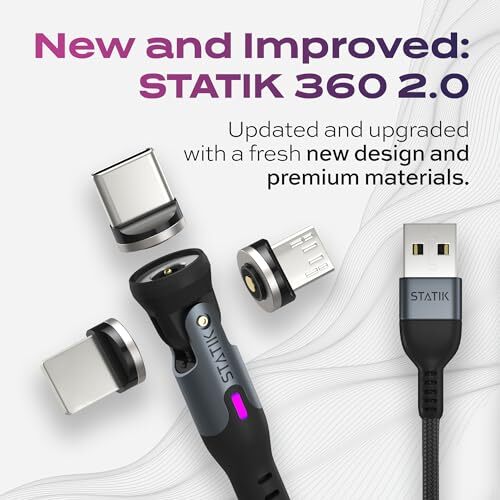 Statik 360 Rotating Magnetic Charging Cable - Magnetic USB C Charging ...