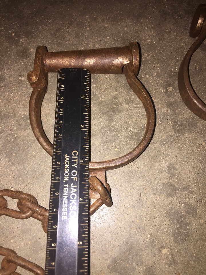 Leg Iron Prison Shackles Handcuffs 50+ Inches Solid Metal Patina ...