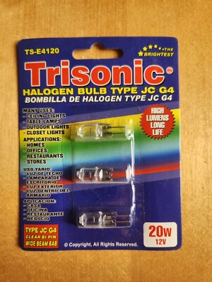 3 pcs HALOGEN LIGHT BULBS 20 W 20W 12V G4 BASE JC TYPE | eBay